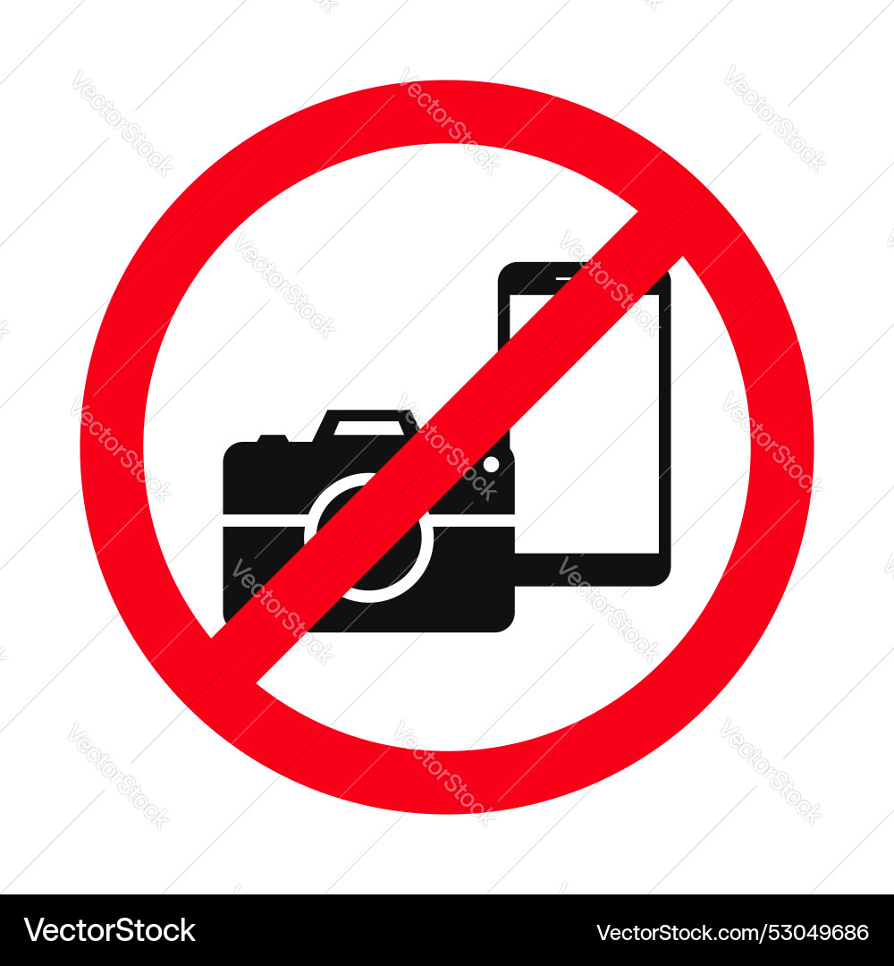 Mobile phone camera photography prohibited icon Vector Image