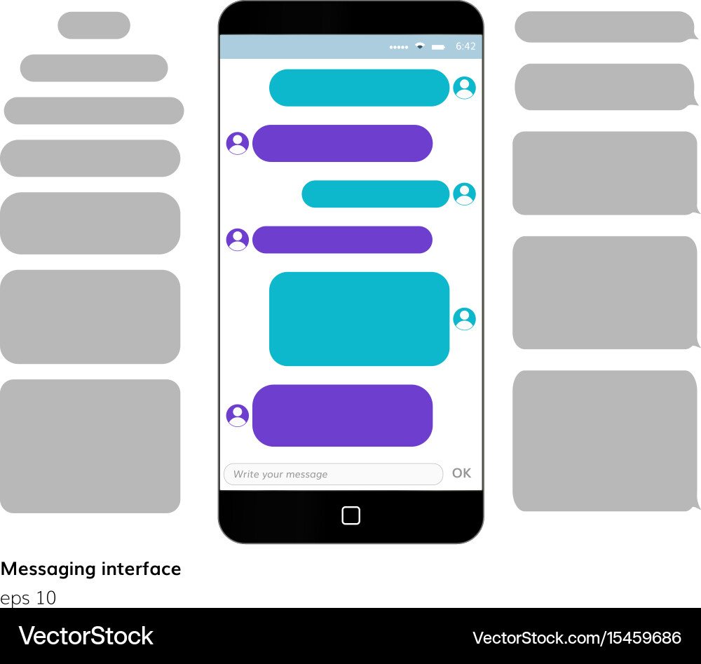 Mobile phone screen messaging text boxes Vector Image