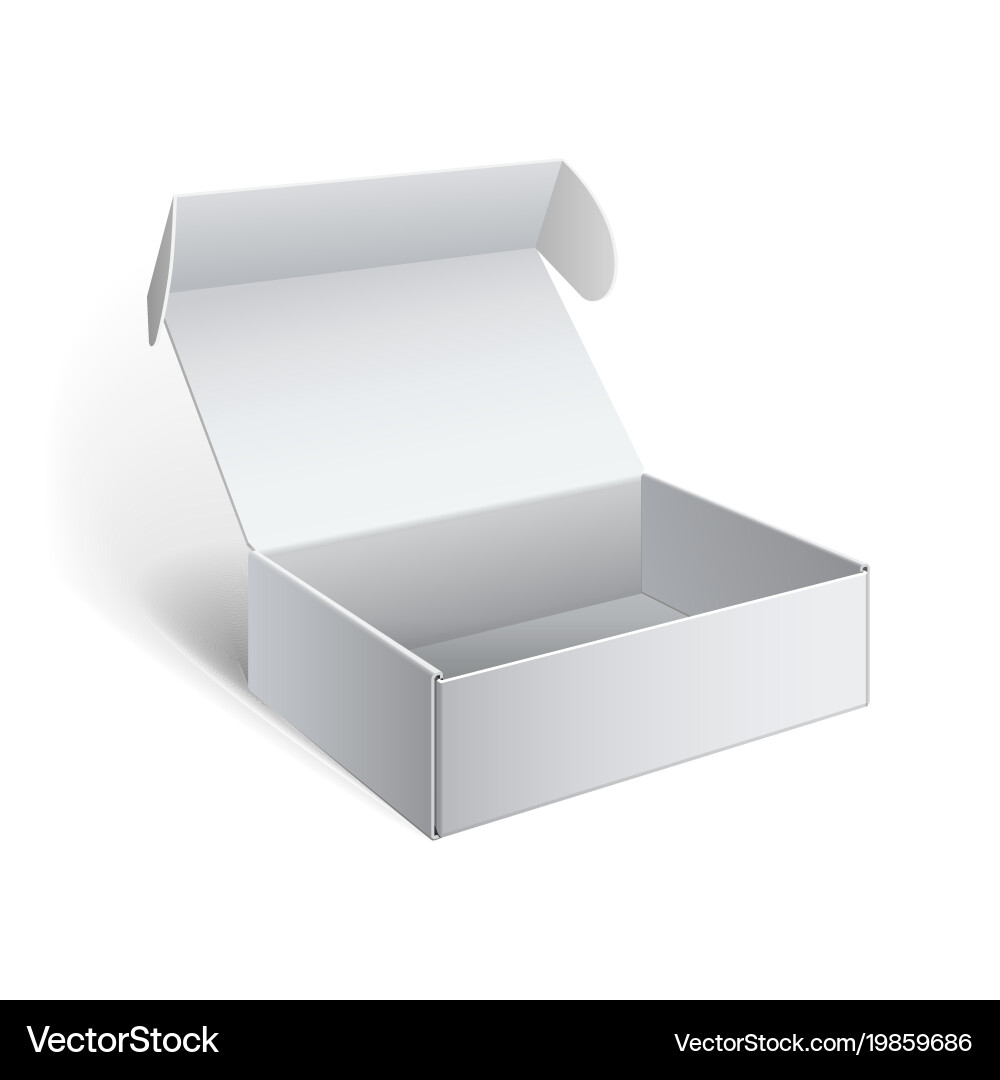 Realistic white package cardboard box Royalty Free Vector