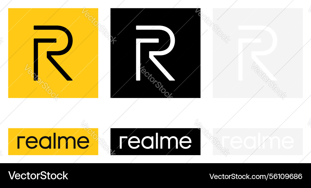 Realme mobile company brand official logo bundle Vector Image