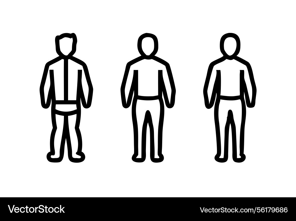 Drei Stickfigur männliche Zeichen in einfacher Pose