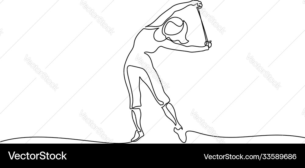 Woman make stretching exercise one line draw Vector Image