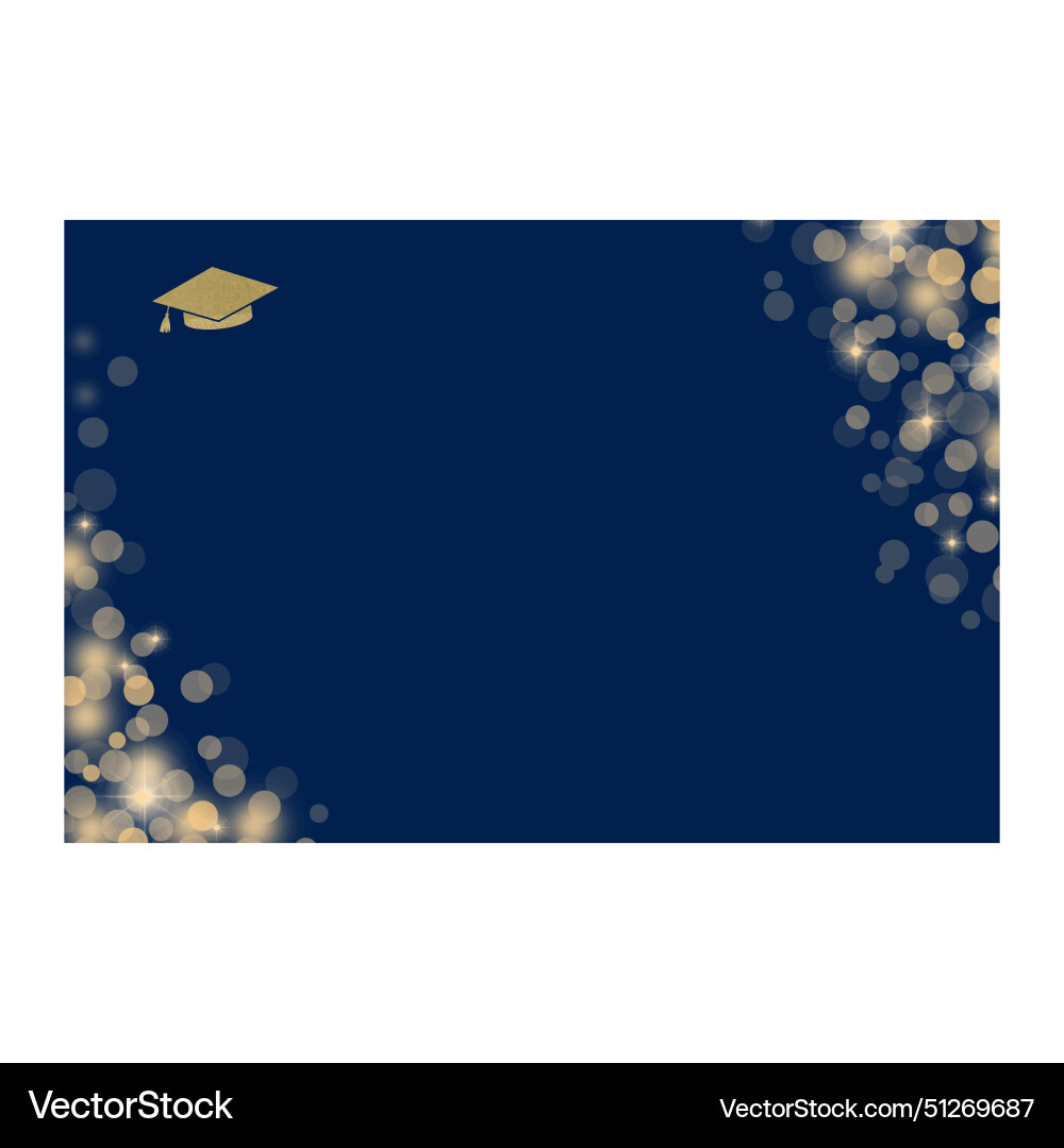 Blue golden frame graduate banner Royalty Free Vector Image