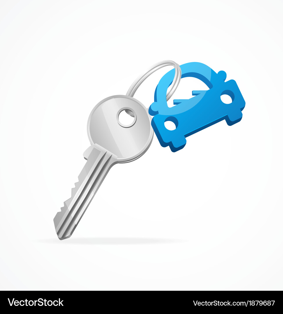 Car keys and blue key chain Royalty Free Vector Image