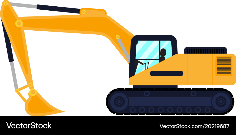 Cartoon building machine excavator Royalty Free Vector Image