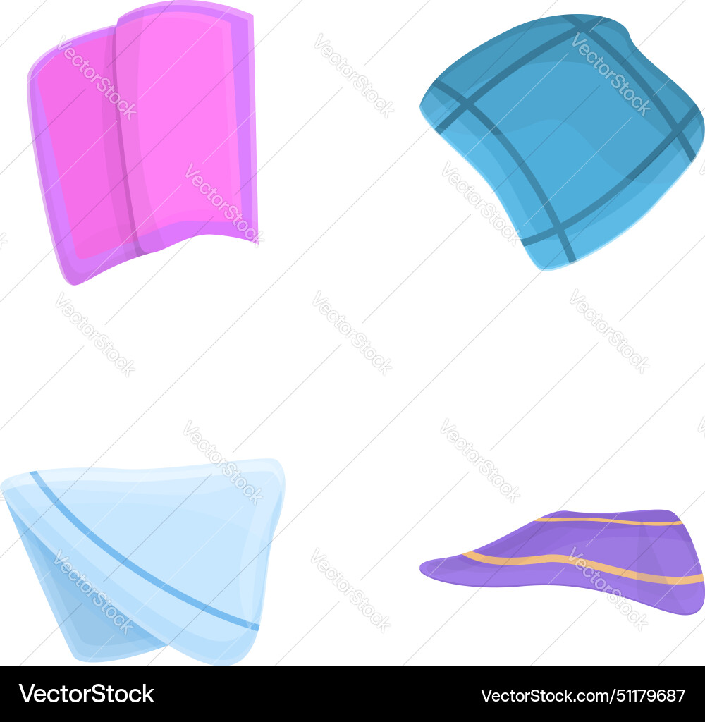 Cotton handkerchief icons set cartoon Royalty Free Vector
