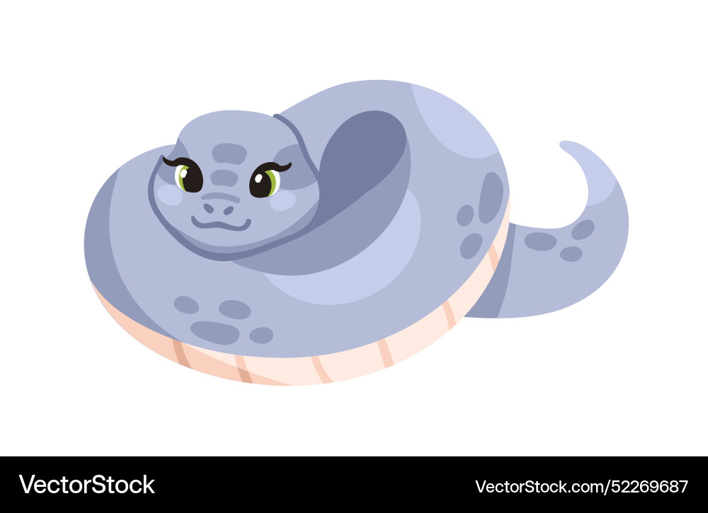 Cute snake happy funny cartoon coiled python Vector Image
