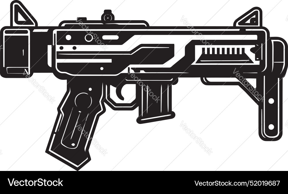 Cybernetic blaster machinegun graphic design Vector Image