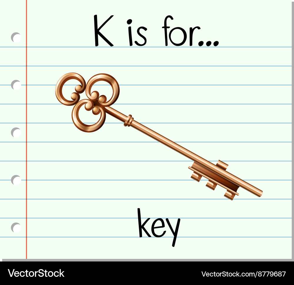 Flashcard letter k is for key Royalty Free Vector Image