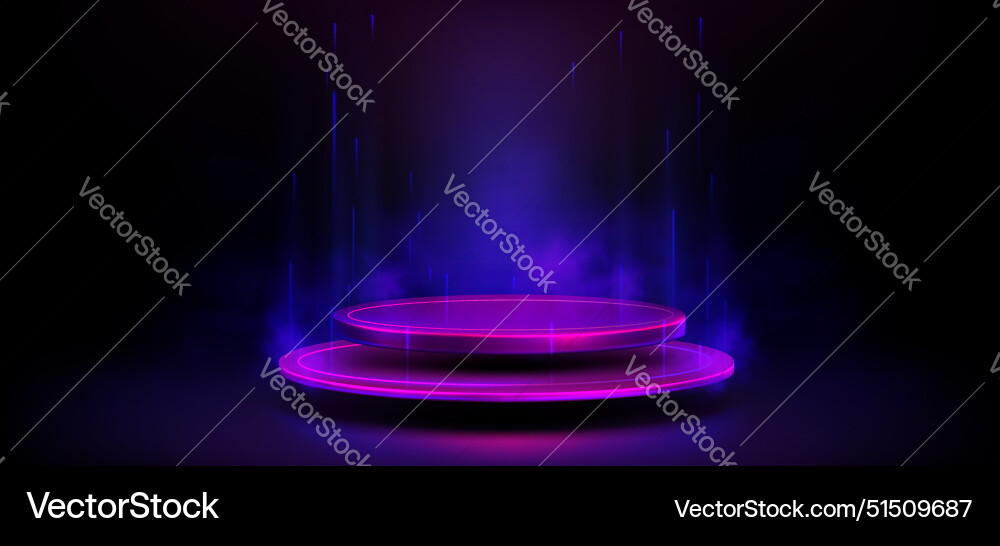 Futuristic round platforms on black background Vector Image