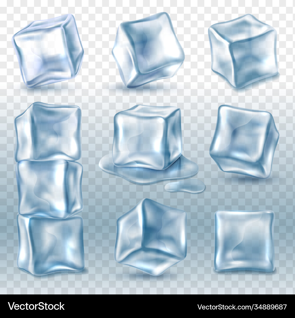 Ice cubes 3d piece various angles Royalty Free Vector Image