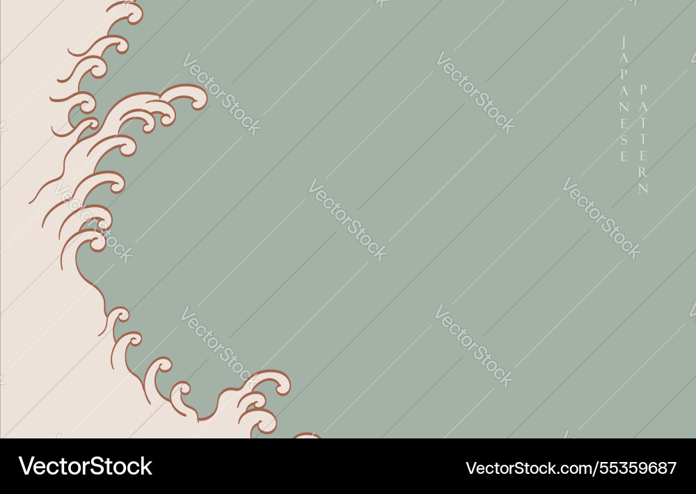 Japanese background with hand drawn line wave Vector Image