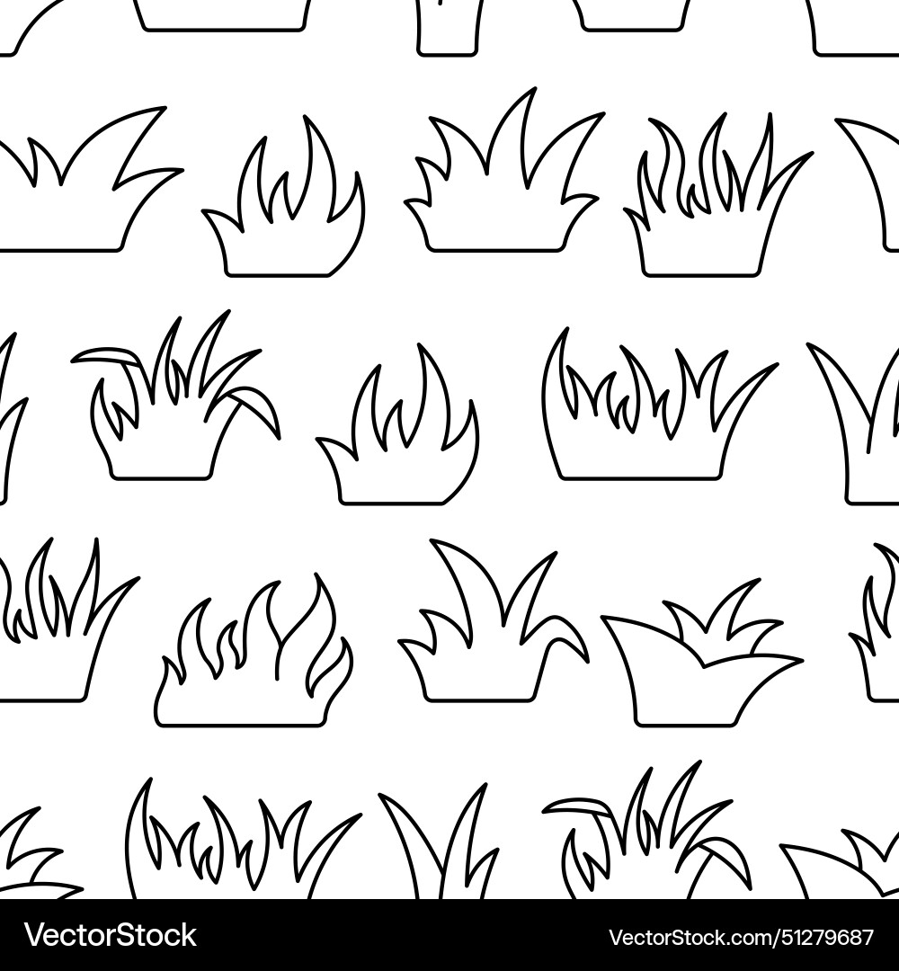 Lawn grass seamless pattern coloring page Vector Image