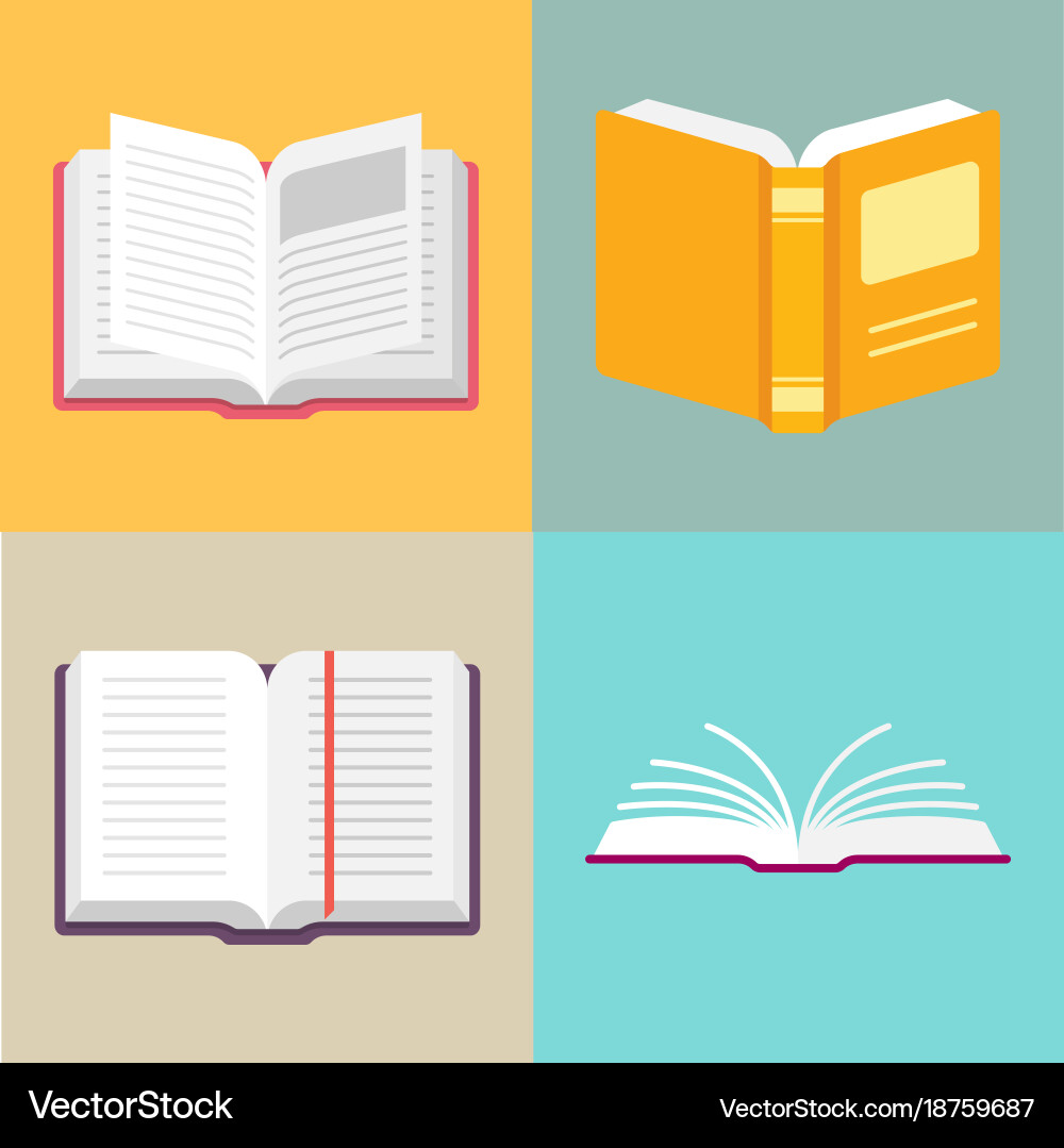 Open book icons in a flat style Royalty Free Vector Image