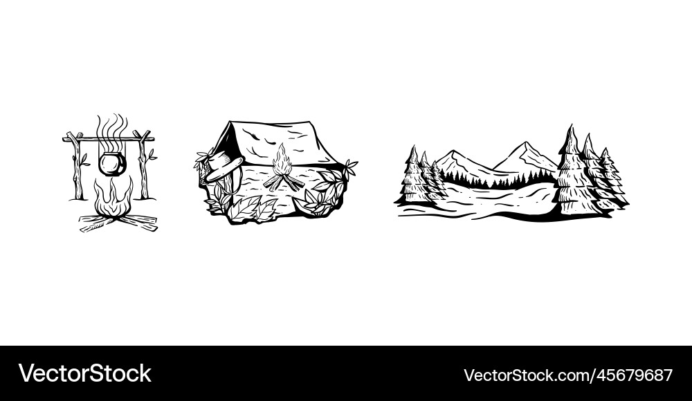 Outdoor Adventure Sketch Set Royalty Free Vector Image