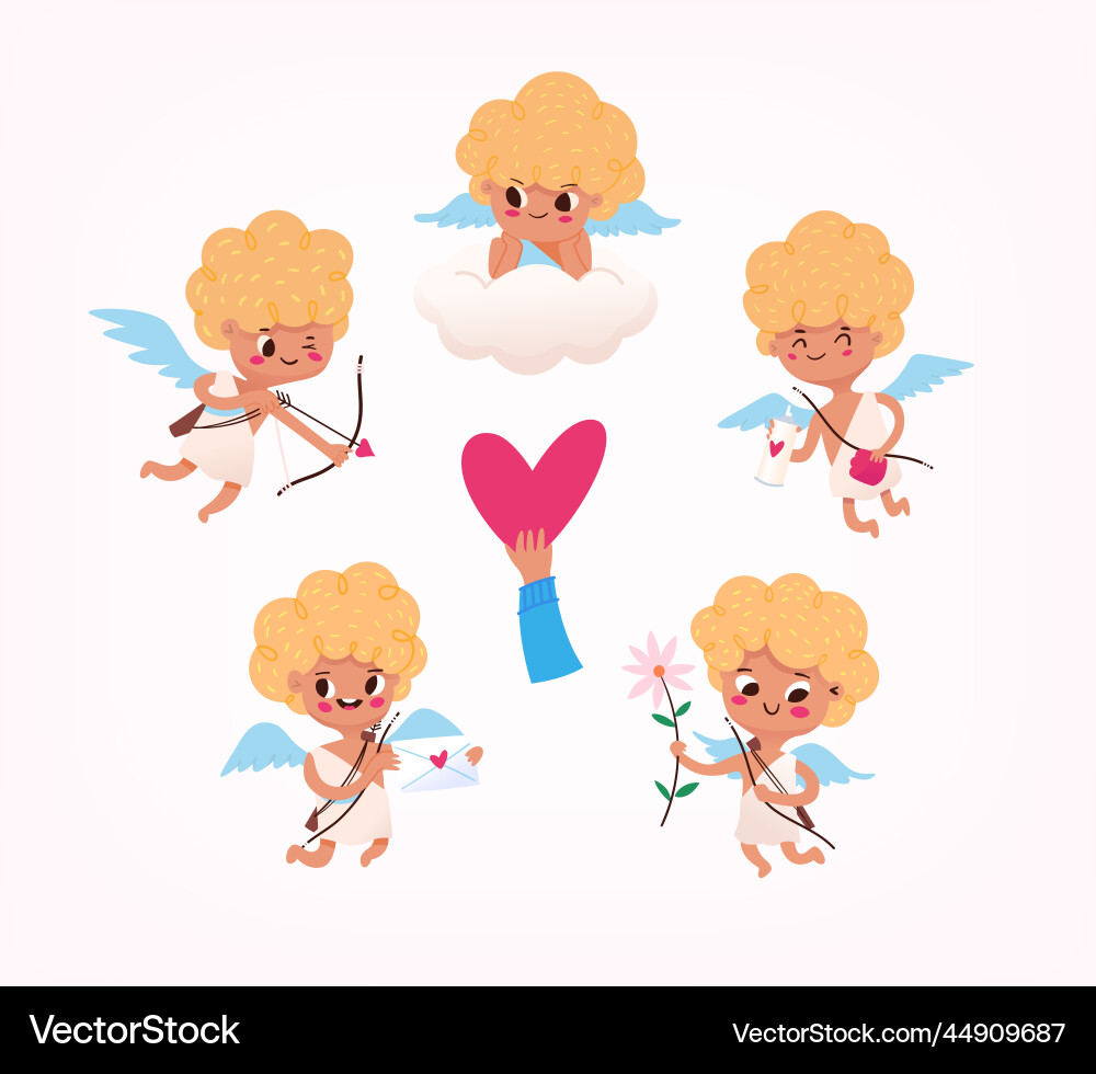 Valentines day cupids icons Royalty Free Vector Image