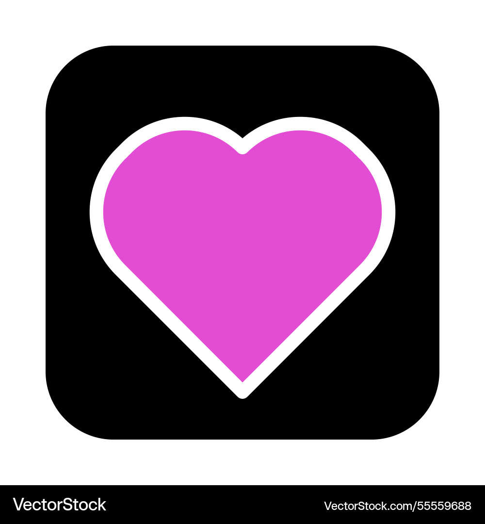 Bold heart icon with rounded square backdrop Vector Image