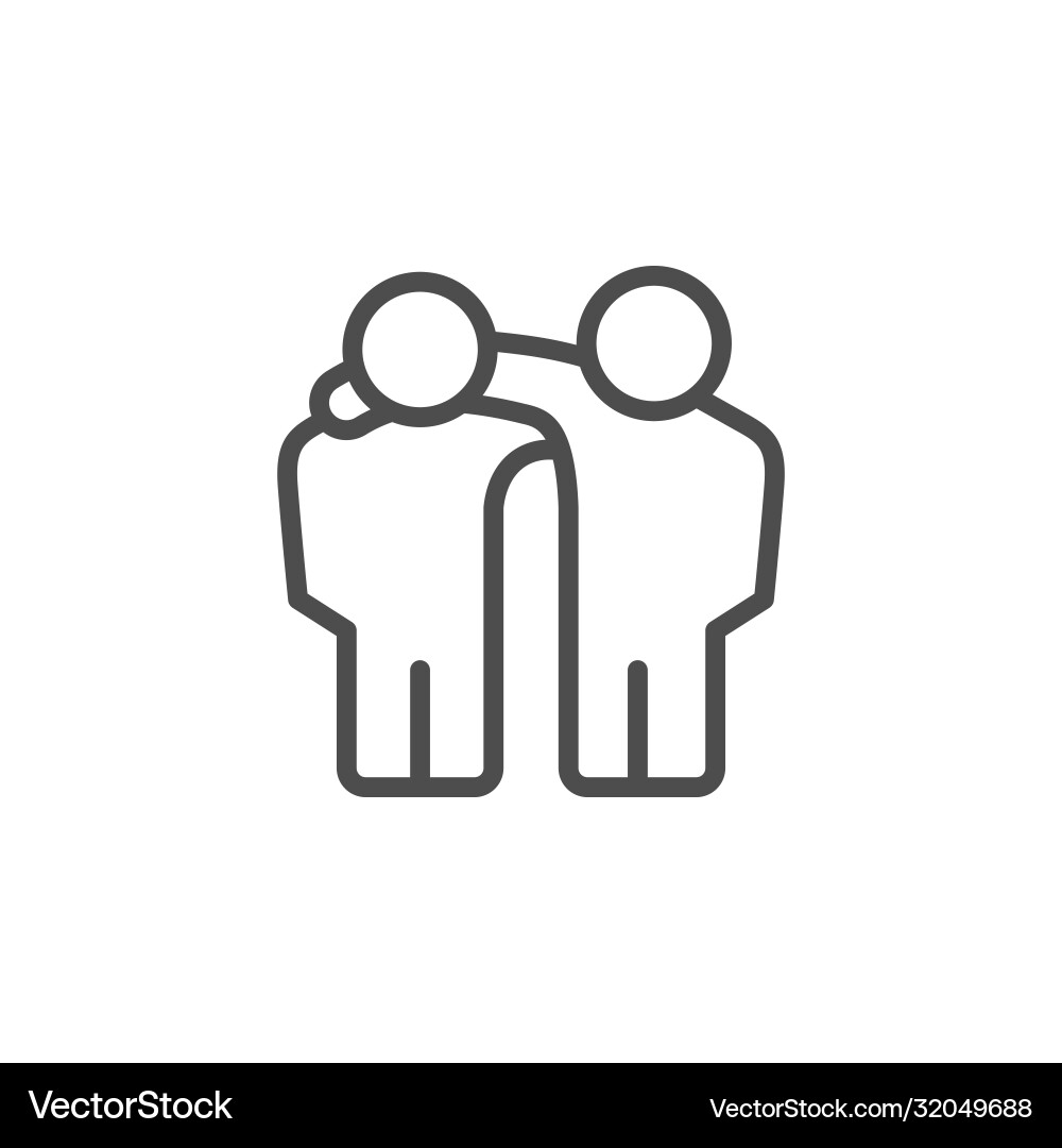 Friends hug line outline icon Royalty Free Vector Image