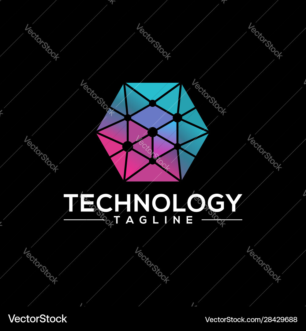 Hexagonal Technology Logo Royalty Free Vector Image