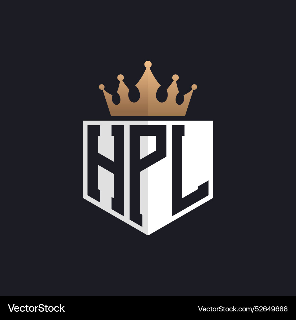 Luxury hpl logo with crown elegant initials Vector Image