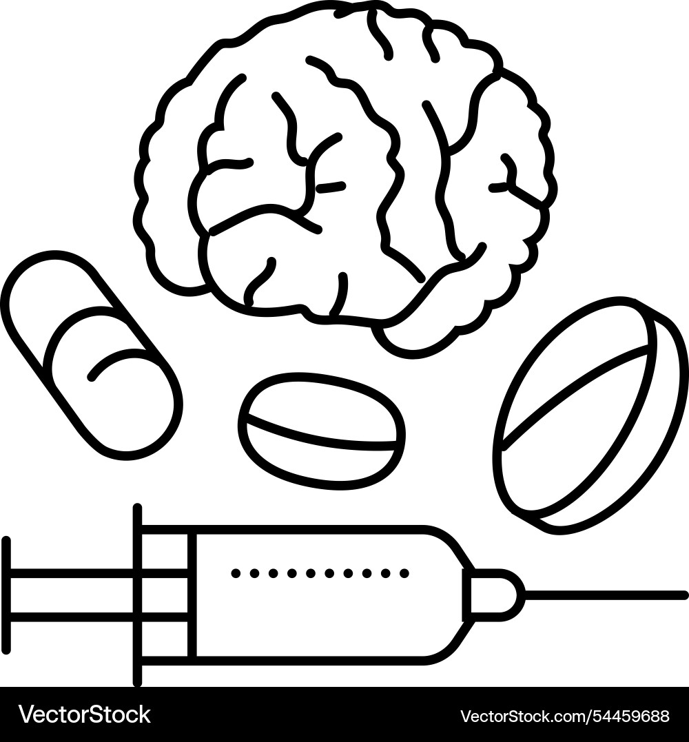 Neuroinformatics neuroscience neurology line icon Vector Image Neuroinformatics neuroscience neurology line icon Vector Image