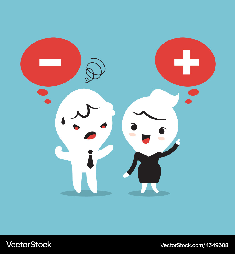 Positive and negative thinking cartoon Royalty Free Vector