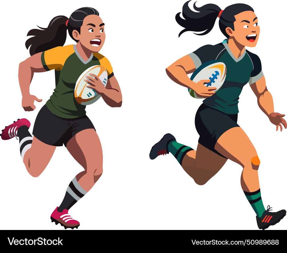 Young Woman Playing Rugby Royalty Free Vector Image