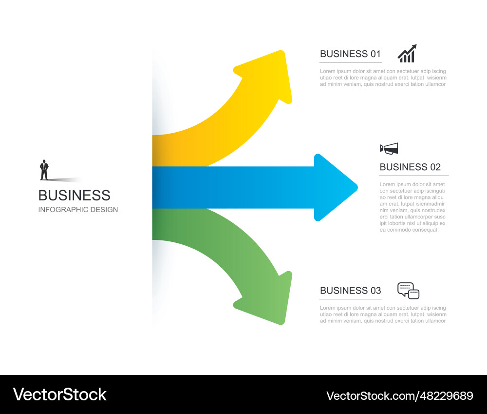 3 data infographics arrow way template abstract Vector Image