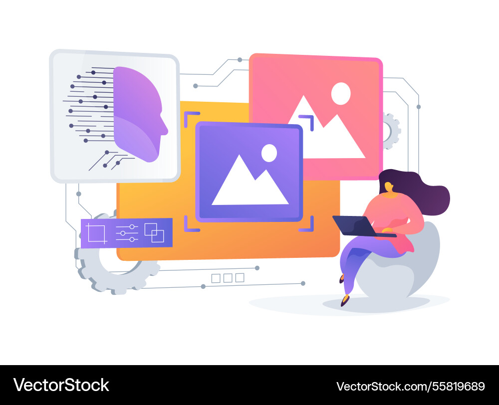 Ai in photo editing abstract concept Royalty Free Vector