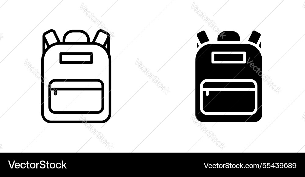 Backpack icons stroke line and black solid Vector Image