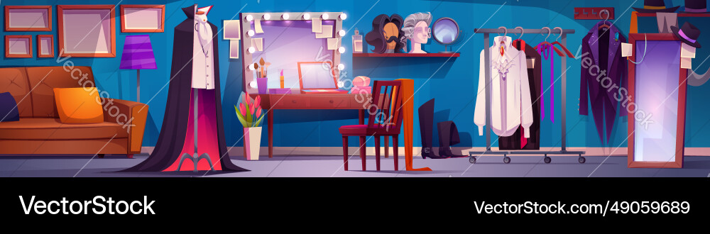 Backstage theater room with dressing makeup area Vector Image