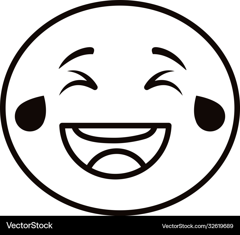 Emoji face laughing classic line style icon Vector Image