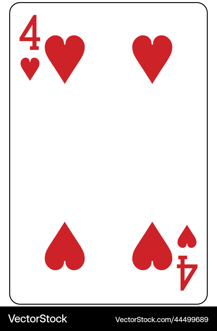 Four of hearts Royalty Free Vector Image - VectorStock