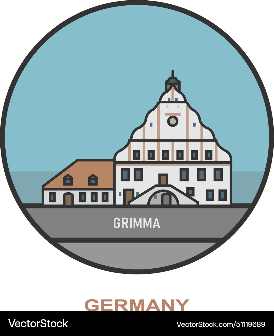 Grimma cities and towns in germany Royalty Free Vector Image