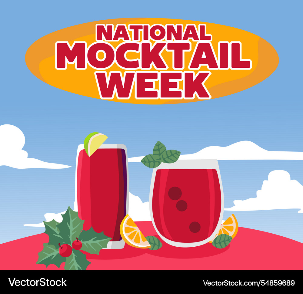 Happy national mocktail week with fresh mocktails Vector Image