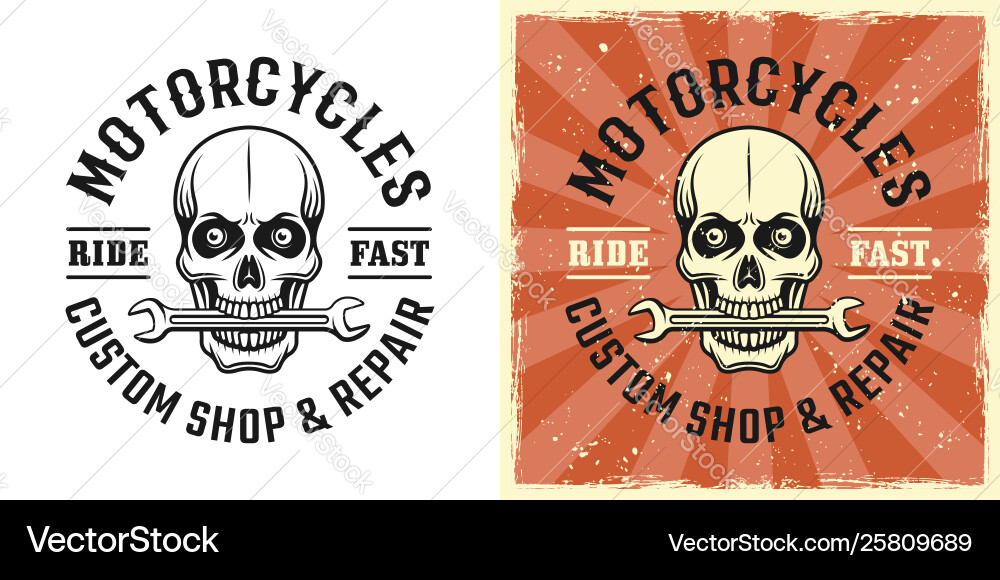 Mechanic Skull with Wrench Royalty Free Vector Image