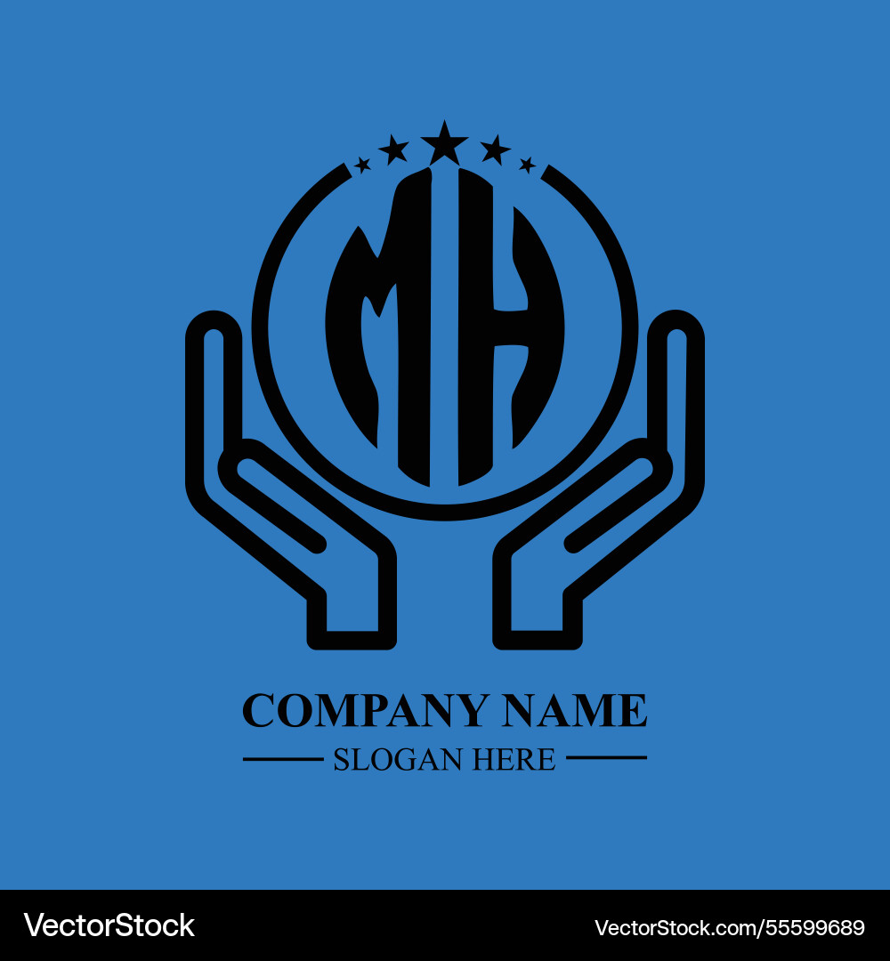 Mh initials modern logo design featuring held Vector Image