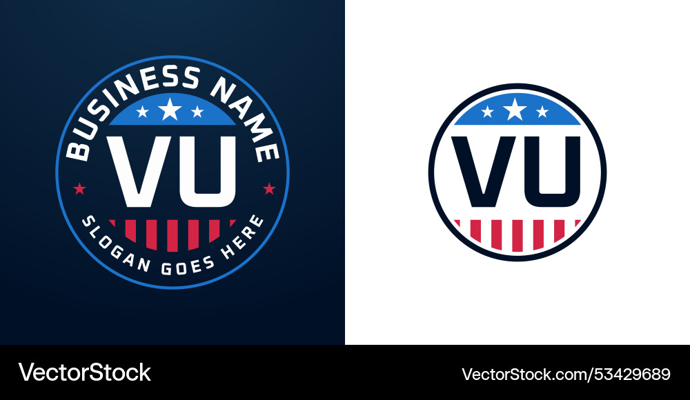 Patriotic vu logo design letter Royalty Free Vector Image
