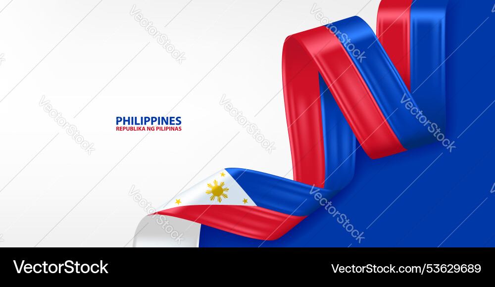 Philippines 3d ribbon flag Royalty Free Vector Image