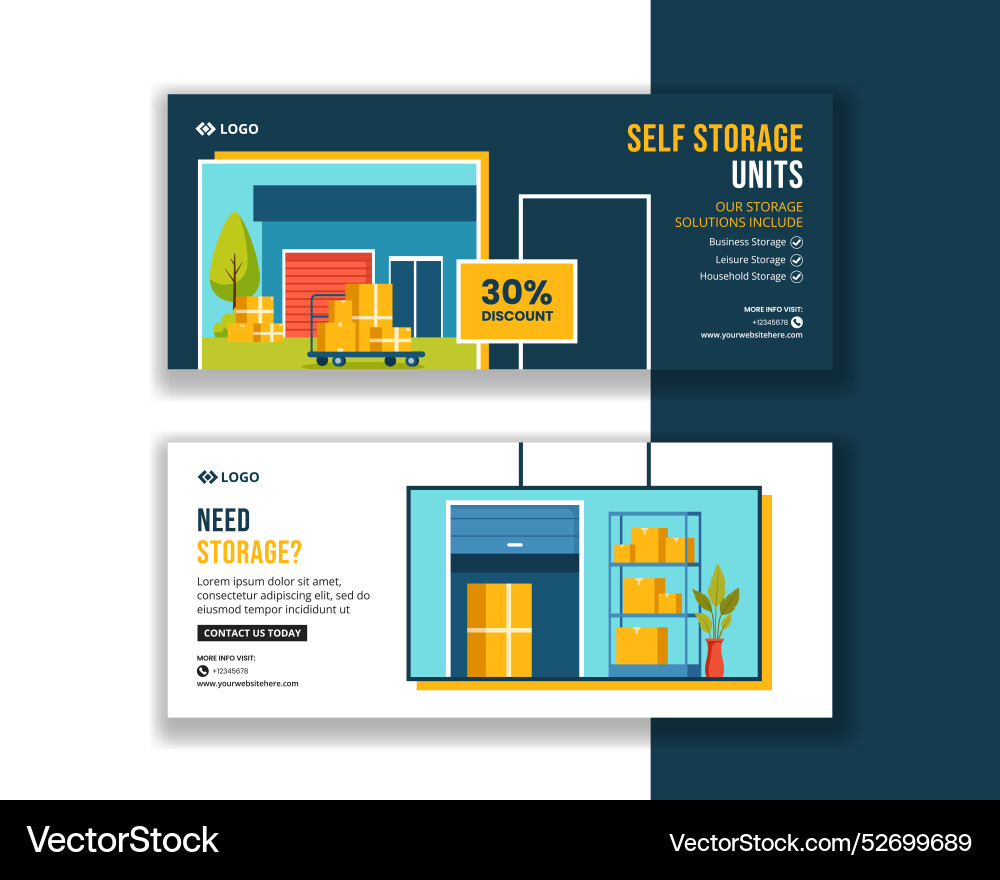 Self storage horizontal banner flat cartoon hand Vector Image