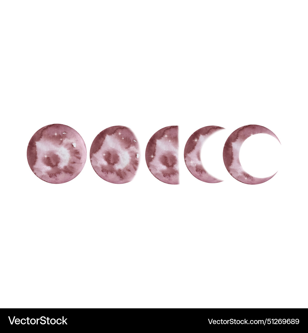 Set of watercolor red moon Royalty Free Vector Image