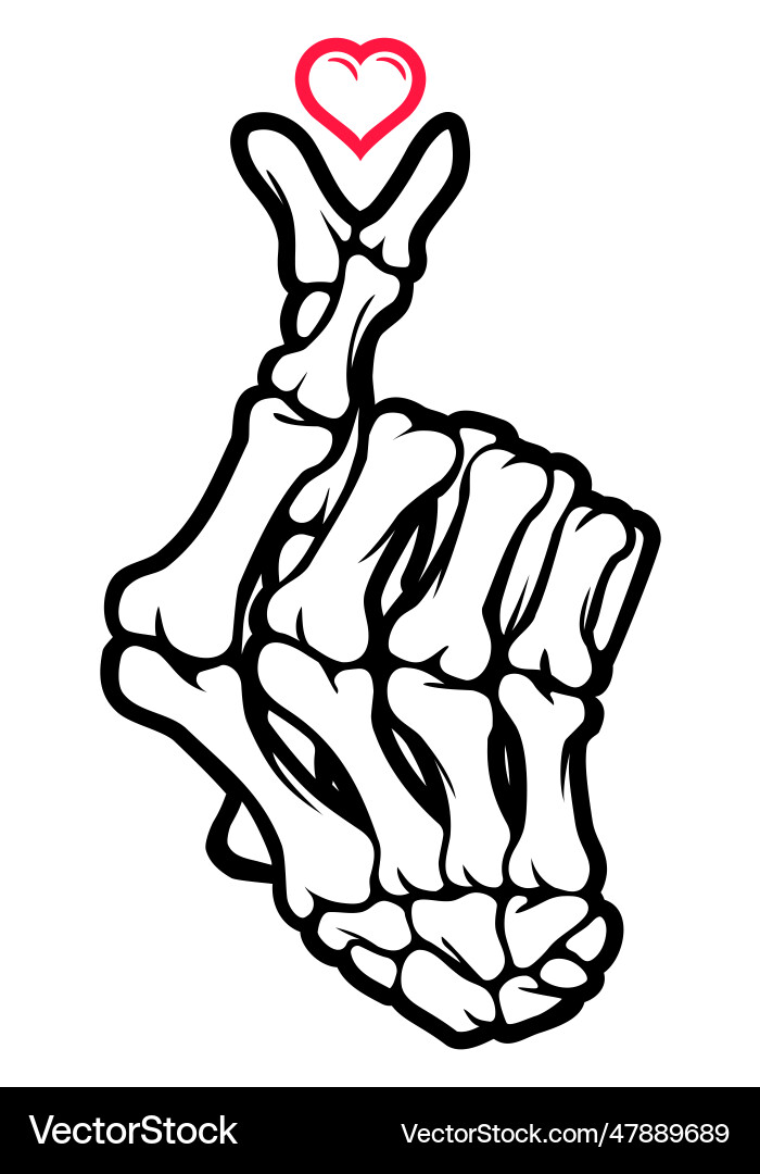 Skeleton finger bones heart hand sign Royalty Free Vector