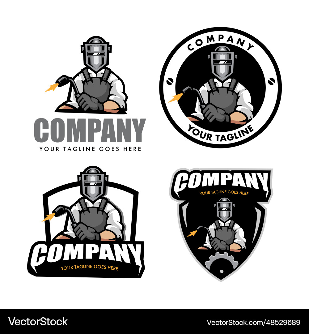 Welder with welding machine Royalty Free Vector Image