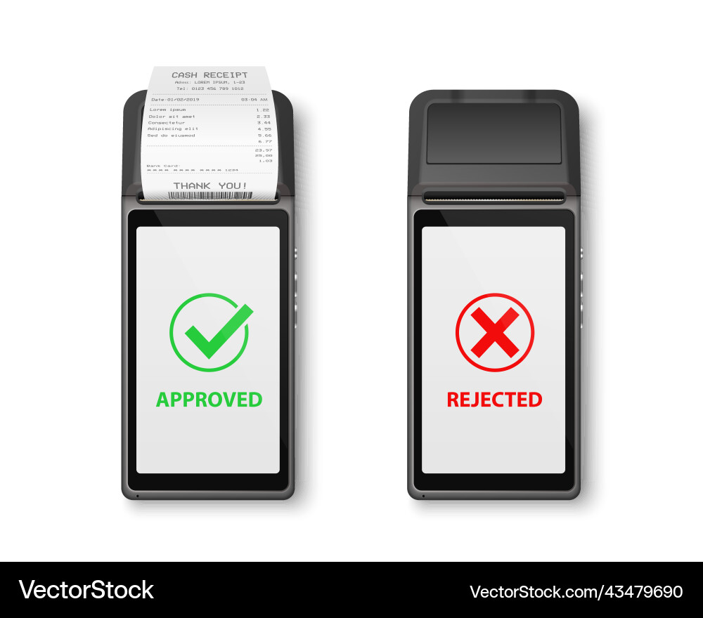 3d nfc payment machine with approved Royalty Free Vector