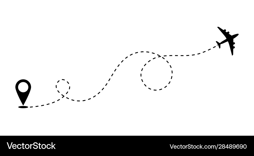 Airplane route path icon plane flight line Vector Image