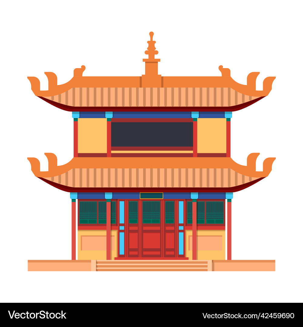 Chinese temple palace or residence icon Royalty Free Vector