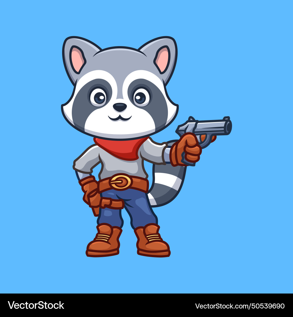 Cowboy raccoon cartoon Royalty Free Vector Image