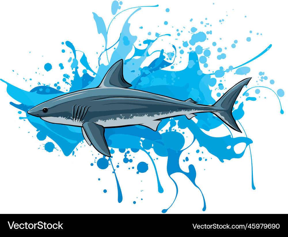 Hand-drawn cartoon shark Royalty Free Vector Image