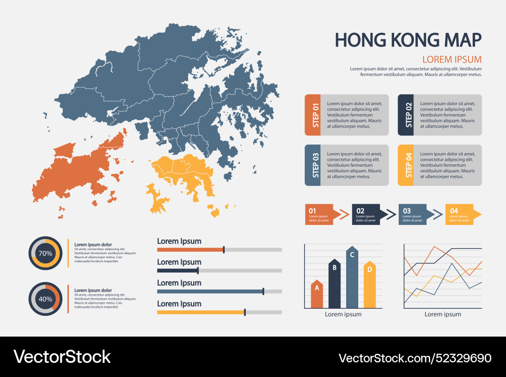 Hong kong map infographic Royalty Free Vector Image