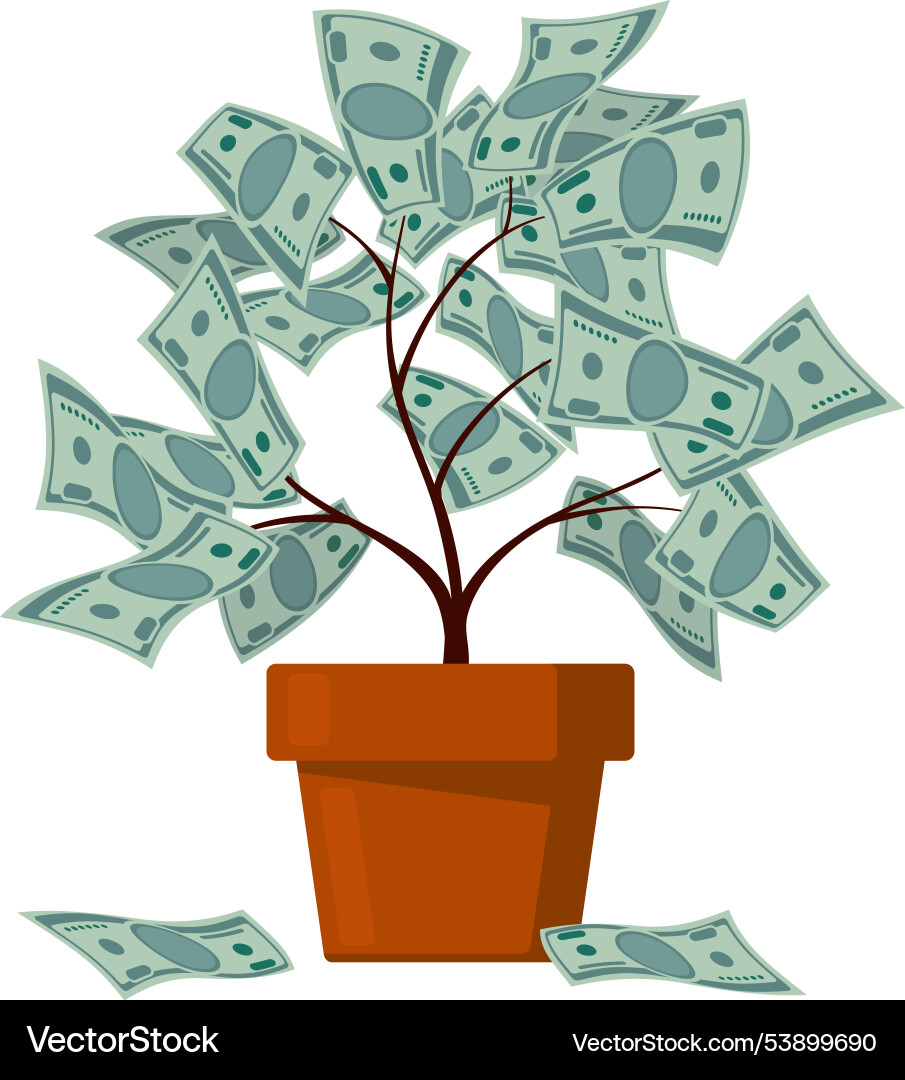Money tree icon dollar bills growing on Royalty Free Vector